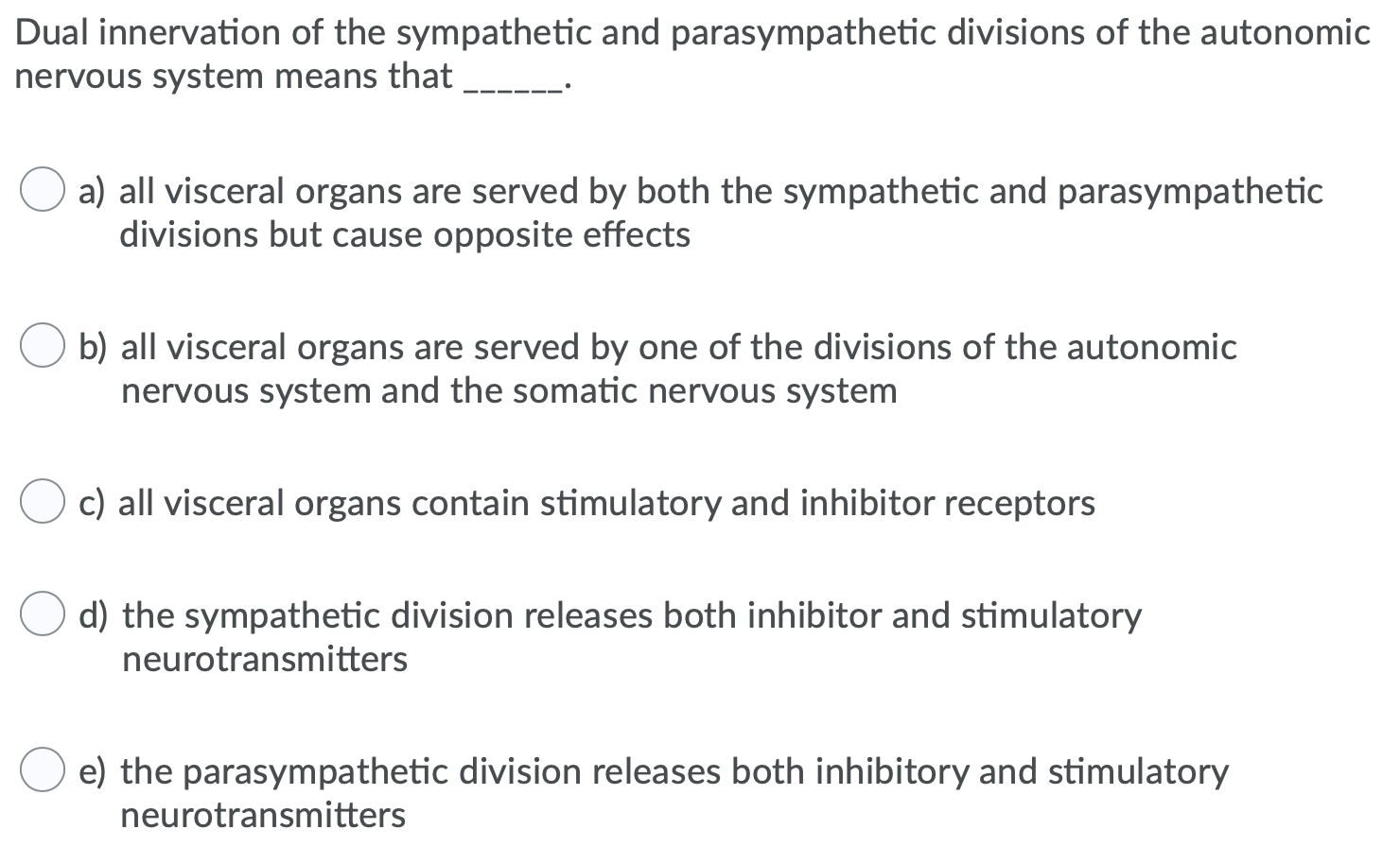 Solved Dual innervation of the sympathetic and | Chegg.com