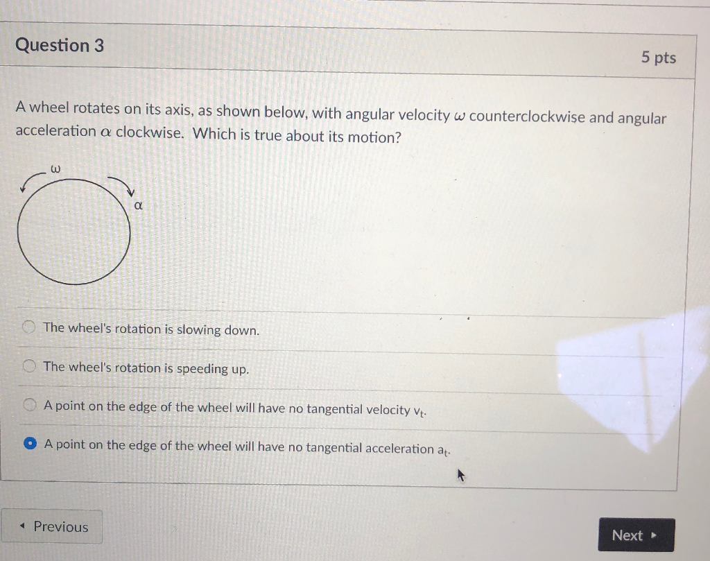 Solved a wheel rotates on its axis as shown below with | Chegg.com