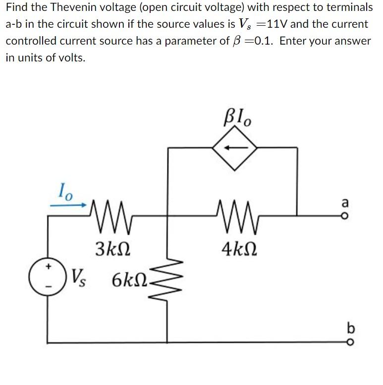 Solved Find the Thevenin voltage (open circuit voltage) with | Chegg.com