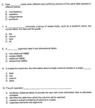 Solved Data exists when different and conflicting versions | Chegg.com