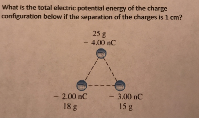 Solved What is the total electric potential energy of the | Chegg.com