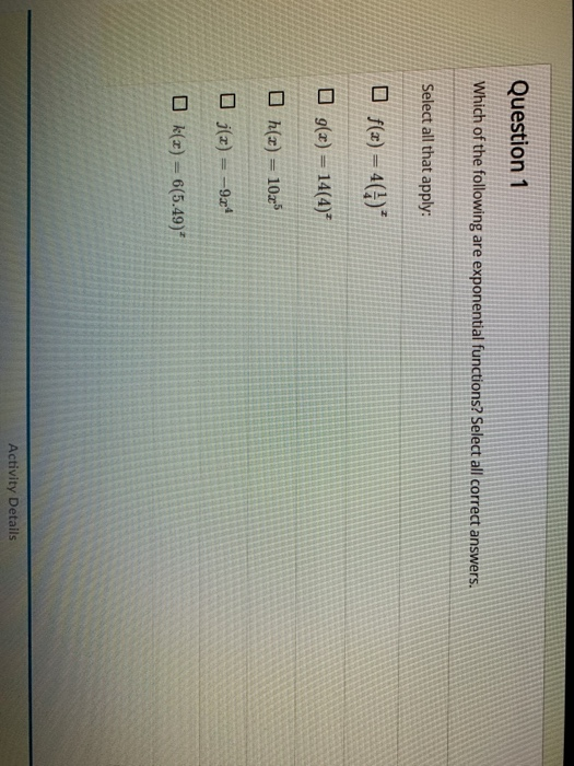 Solved Question1 Which of the following are exponential | Chegg.com
