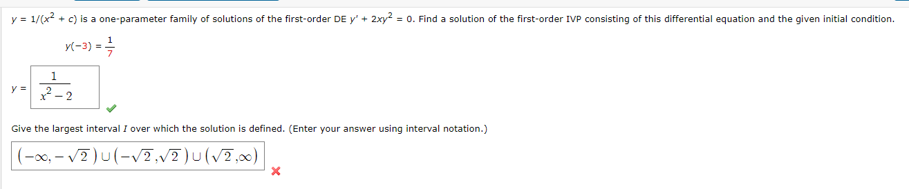 Solved y(−3)=71 Give the largest interval I over which the | Chegg.com