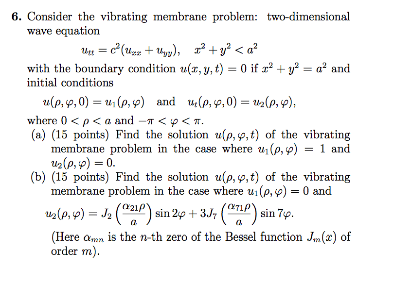 Solved Consider the vibrating membrane problem: | Chegg.com