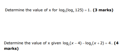 Solved Determine the value of x ﻿for log3(logx125)=1. (3 | Chegg.com