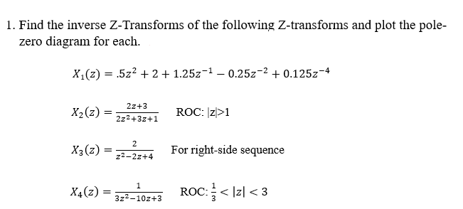 Solved 1. Find the inverse Z-Transforms of the following | Chegg.com