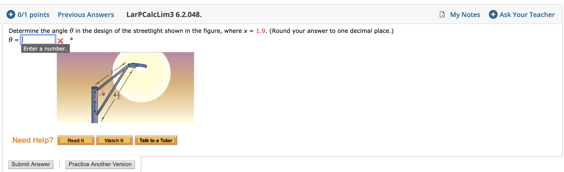 Solved + 0/1 points Previous Answers LarPCalclim3 6.2.048. | Chegg.com
