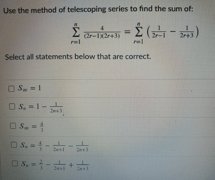 Solved Use the method of telescoping series to find the sum | Chegg.com