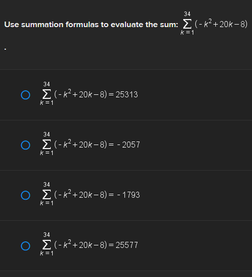 Solved Use summation formulas to evaluate the sum: | Chegg.com