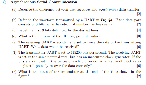 Solved Q3. Asynchronous Serial Communication (a) Describe | Chegg.com