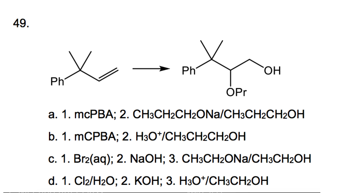Solved 48. X Ph OP Ph OH a. 1. mcPBA; 2. | Chegg.com