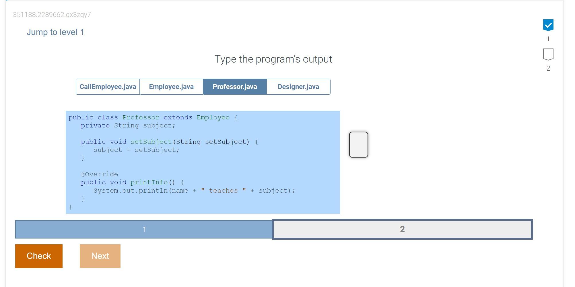 Solved Jump to level 1 1 Type the program's output 2 | Chegg.com