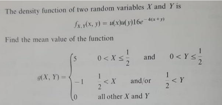 Solved The density function of two random variables X and Y | Chegg.com