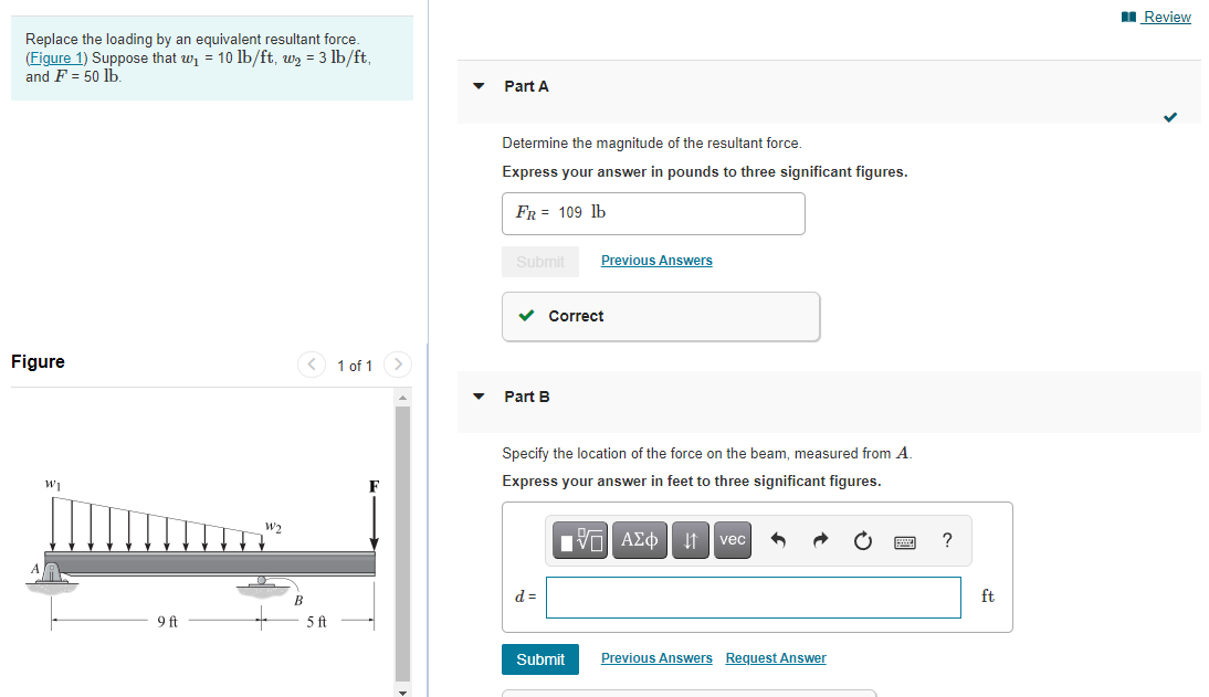 Solved u Review Replace the loading by an equivalent | Chegg.com