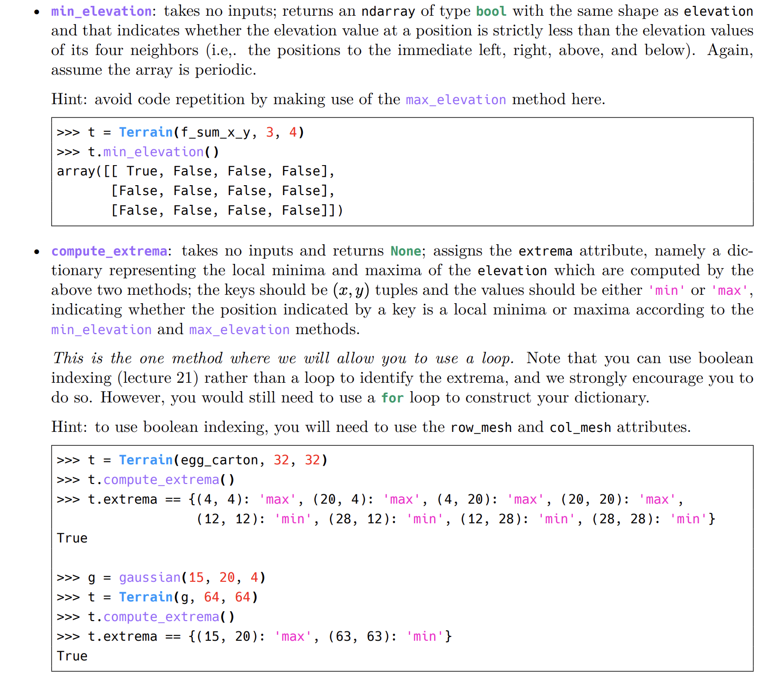 Solved so, note that for each of the methods defined below, | Chegg.com