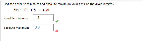 Solved Find the absolute minimum and absolute maximum values | Chegg.com