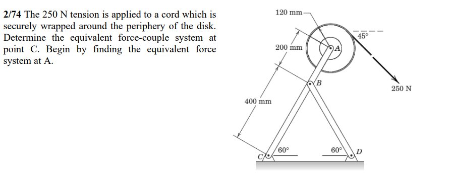 Solved 2/74 The 250 N tension is applied to a cord which is | Chegg.com
