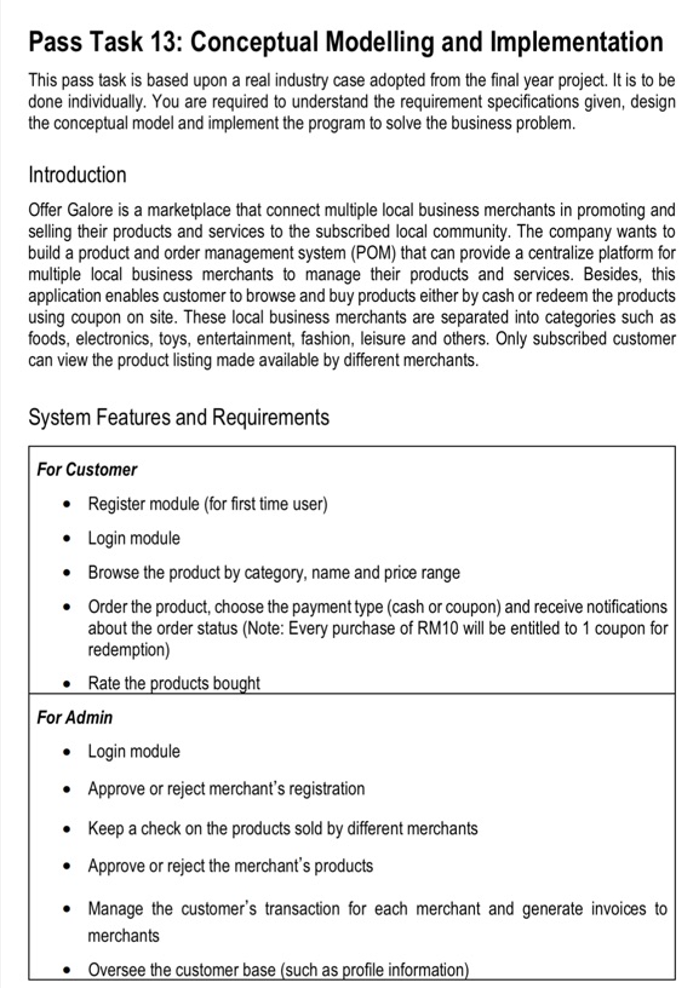 Solved Pass Task 13 Conceptual Modelling And Implementation 