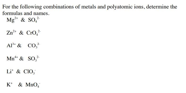 Solved For the following combinations of metals and | Chegg.com
