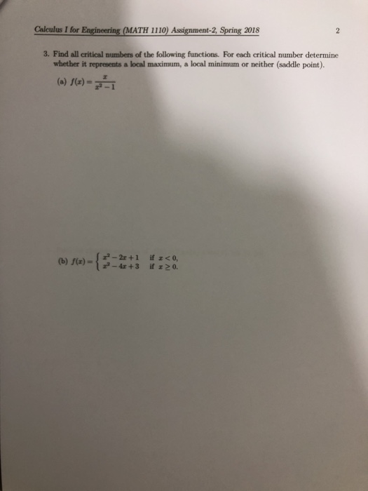 Solved Calculus I for Engineering (MATH 1110) Assignment-2, | Chegg.com