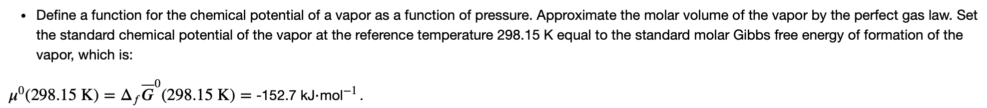 Solved - Define a function for the chemical potential of a | Chegg.com