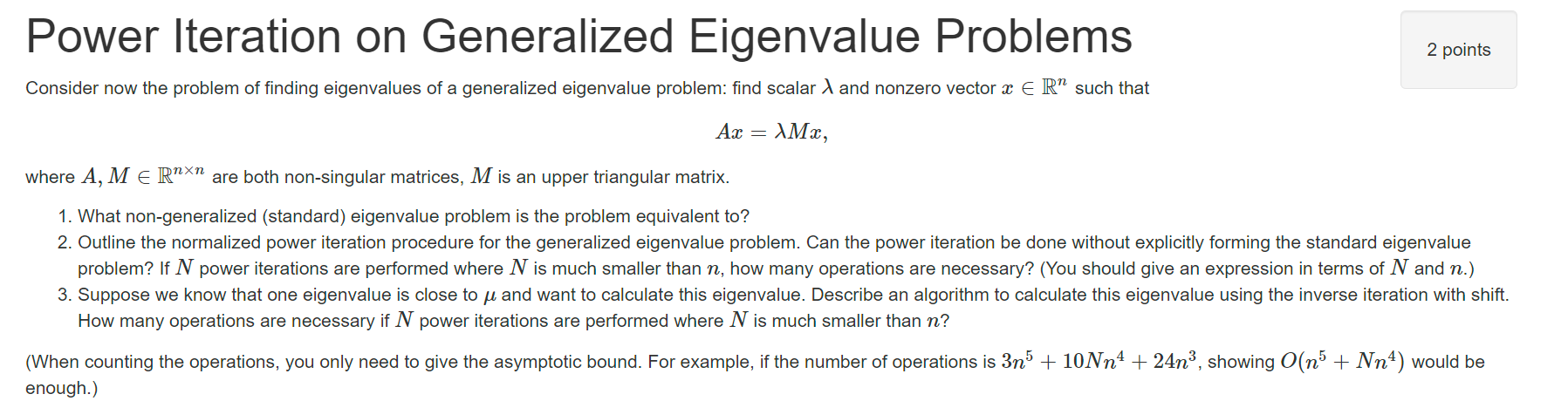 Power Iteration on Generalized Eigenvalue Problems 2 | Chegg.com