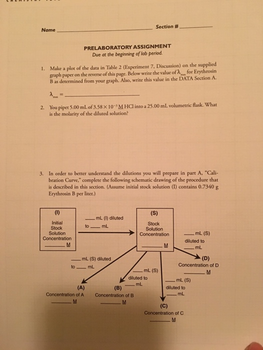 Solved Section #- Name PRELABORATORY ASSIGNMENT Due at the | Chegg.com
