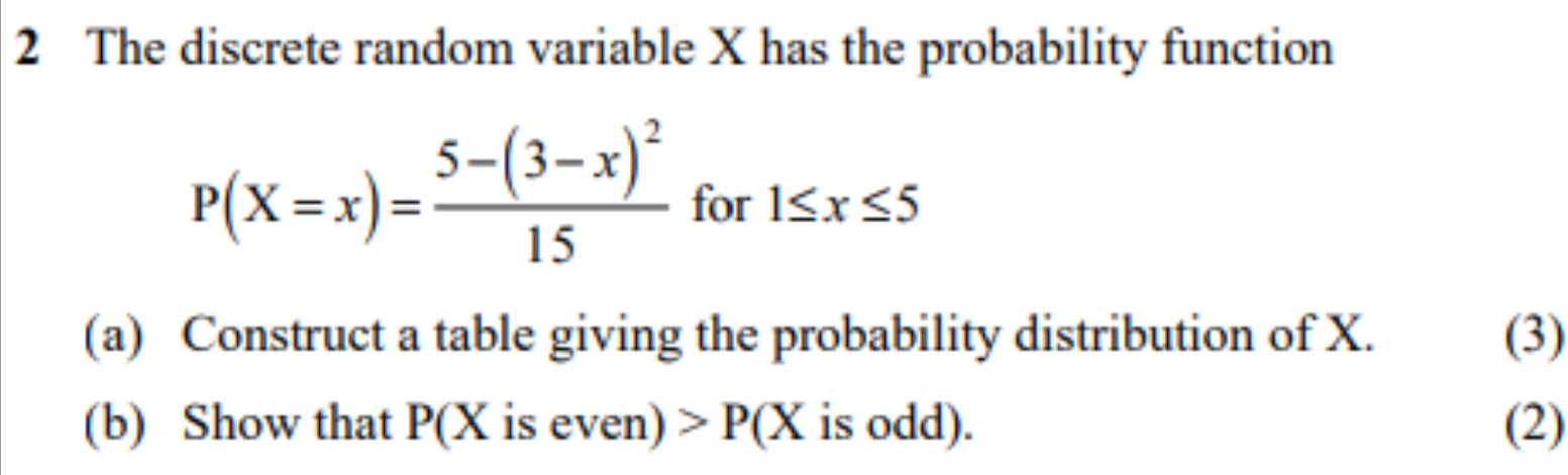 Solved 2 The discrete random variable X has the probability | Chegg.com