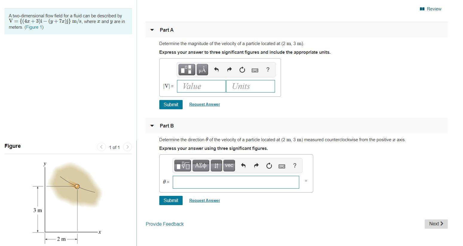 Solved Review A two-dimensional flow field for a fluid can | Chegg.com