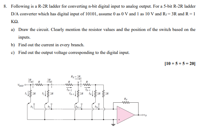 Solved 8. Following is a R-2R ladder for converting n-bit | Chegg.com