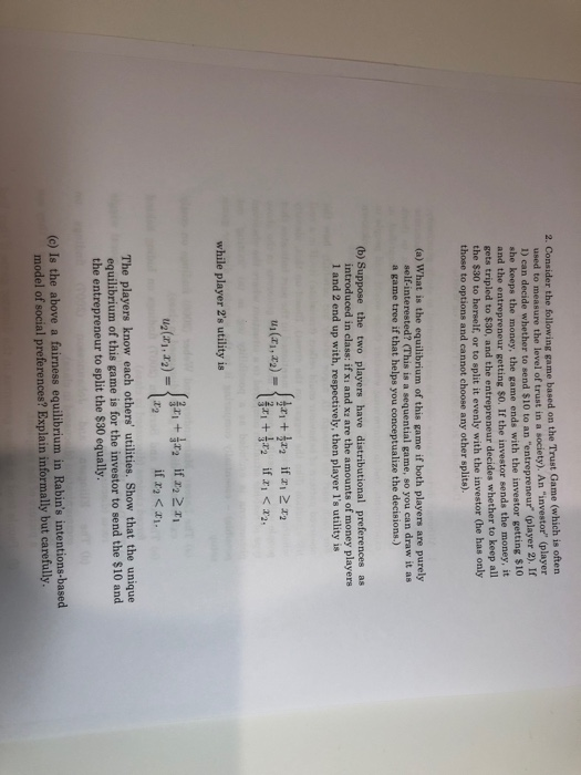 2. Consider the following game based on the Trust | Chegg.com