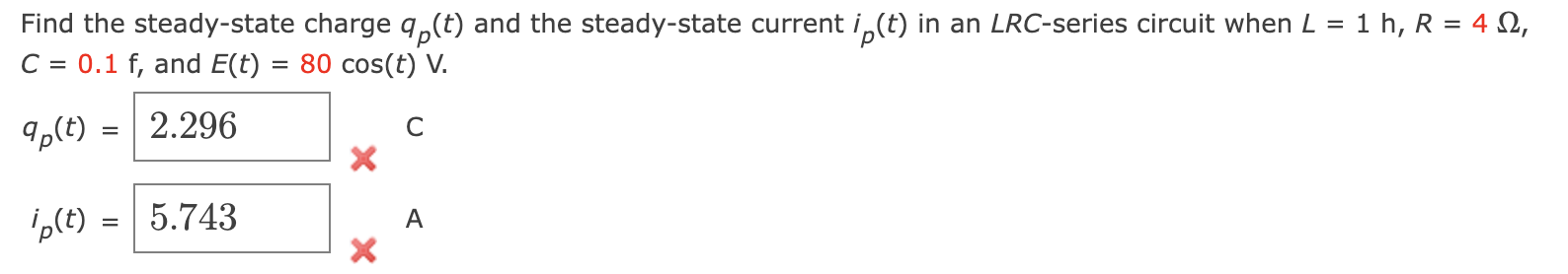 Solved Find the steady-state charge qp(t) and the | Chegg.com