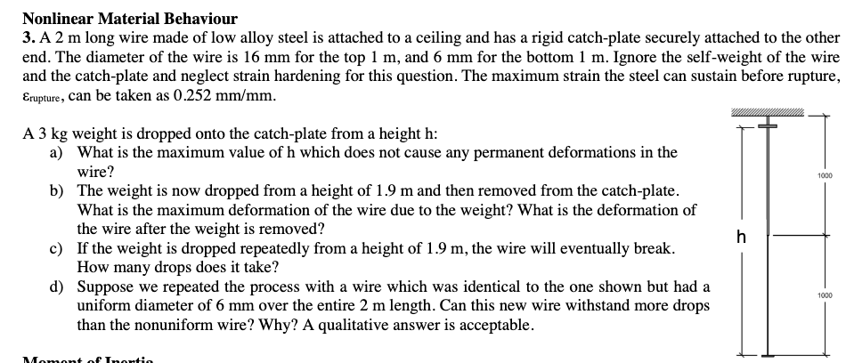 Solved Nonlinear Material Behaviour 3 A 2 M Long Wire Made
