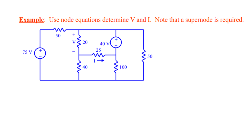 Solved Example: Use node equations determine V and I. Note | Chegg.com