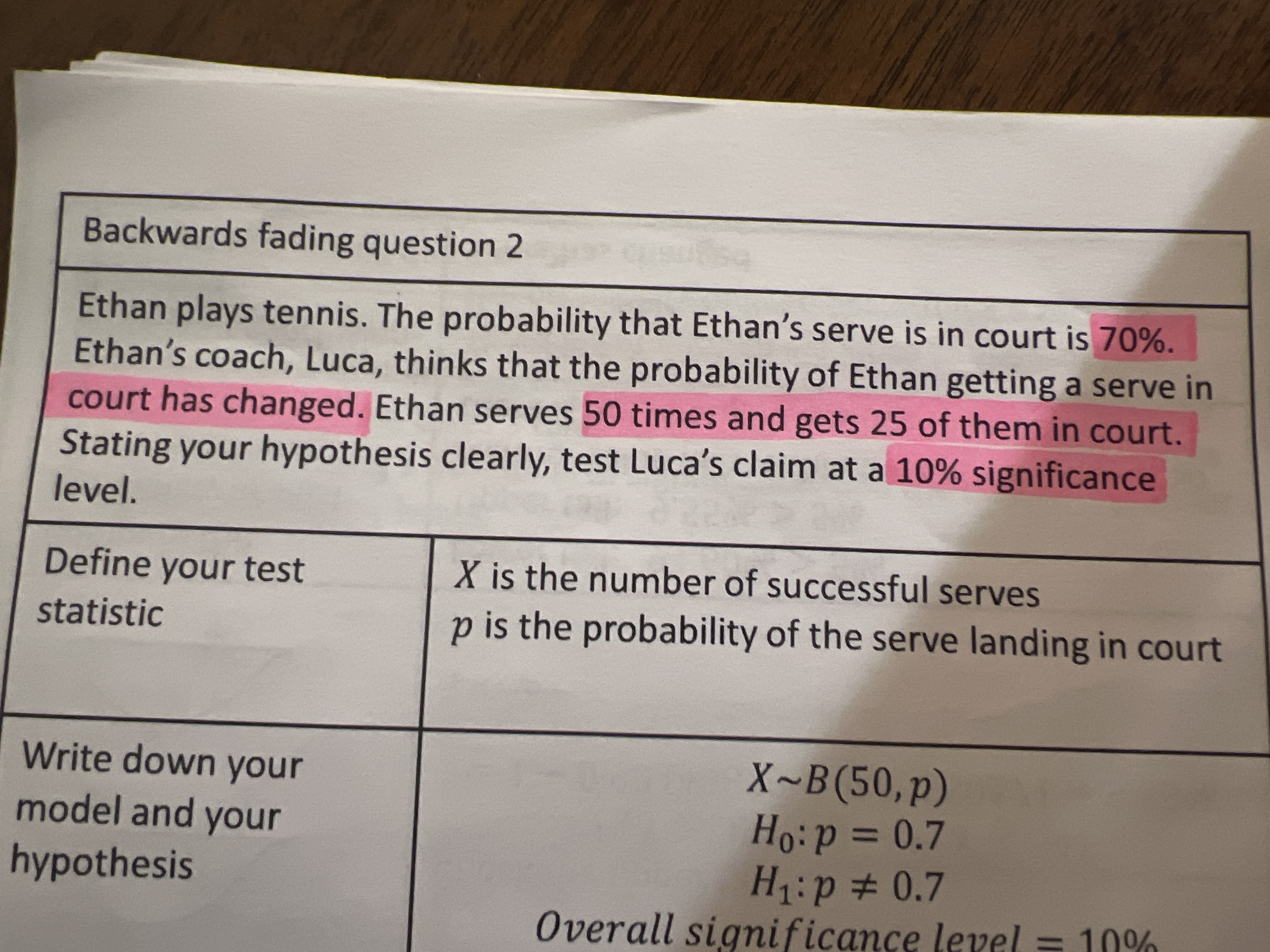 Backwards fading question 2 Ethan plays tennis. The | Chegg.com