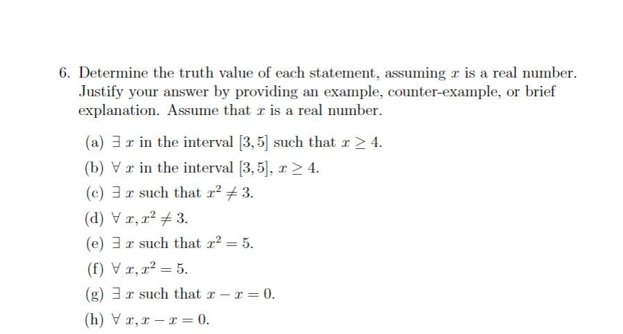 Solved 6. Determine the truth value of each statement, | Chegg.com