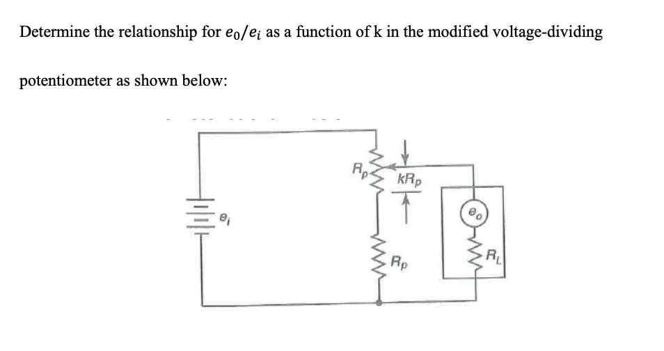 Solved Determine the relationship for eo/ei as a function of | Chegg.com