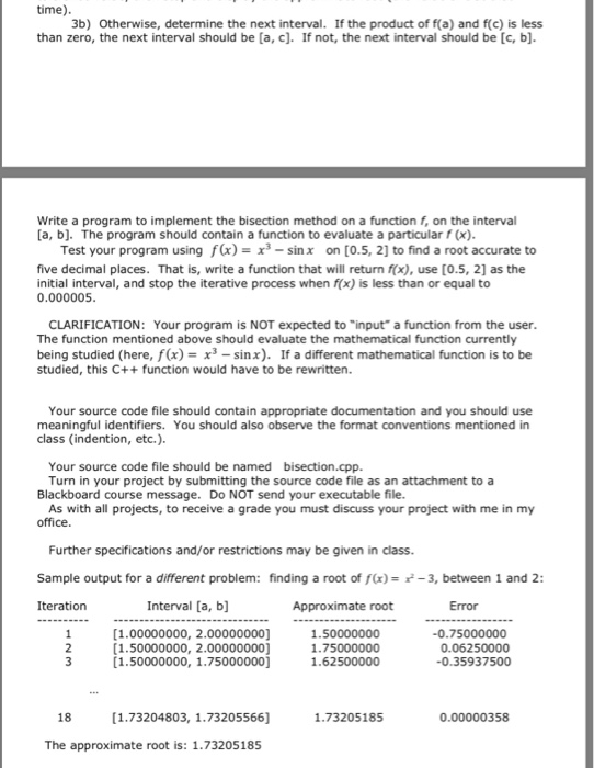 Solved Some background information The Bisection Method is a | Chegg.com