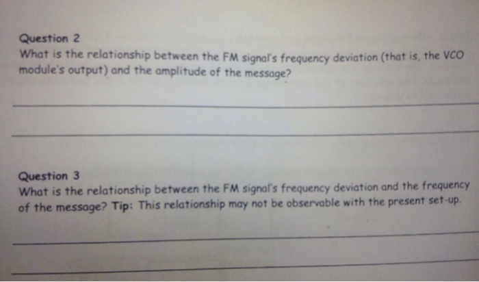Solved Question 2 What is the relationship between the FM | Chegg.com