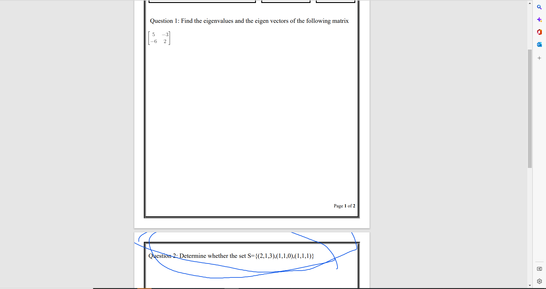 Solved Question 1: Find the eigenvalues and the eigen | Chegg.com