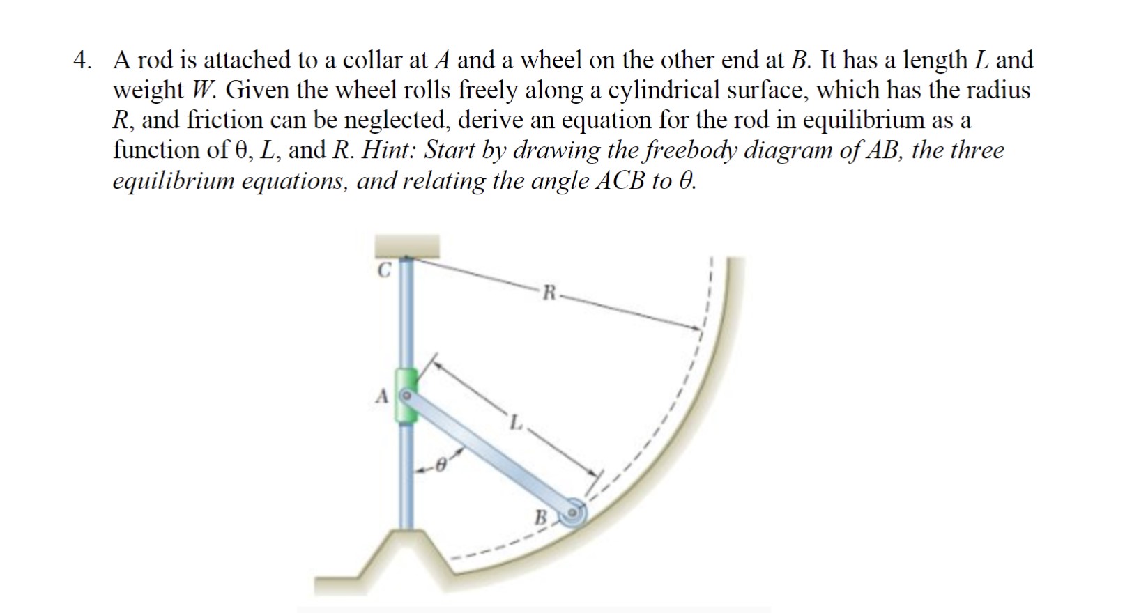 Solved A rod is attached to a collar at A and a wheel on the | Chegg.com
