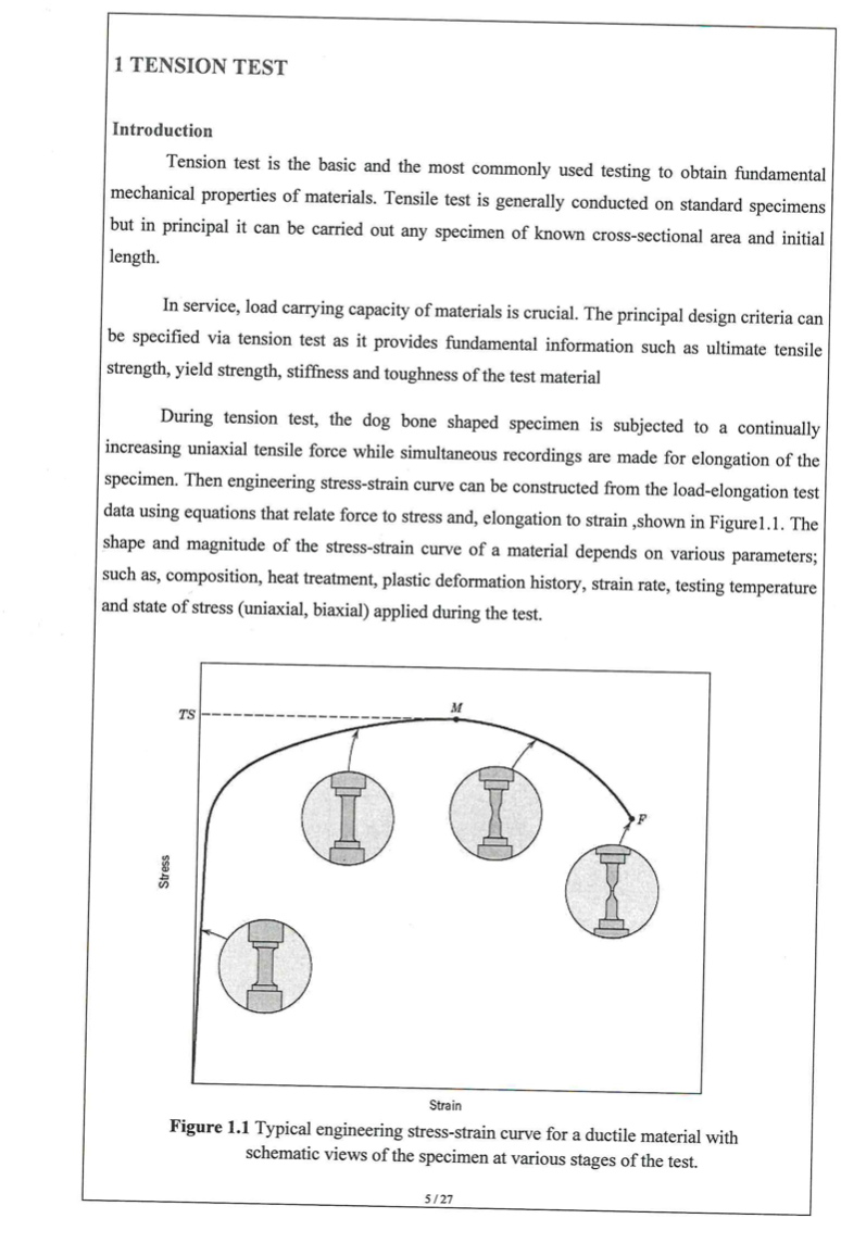 Solved 1 TENSION TEST Introduction Tension test is the basic | Chegg.com