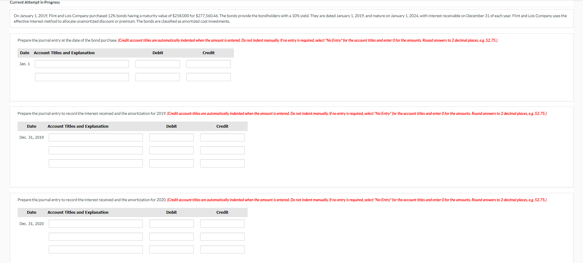 Solved Current Attempt in Progress On January 1, 2019, Flint | Chegg.com