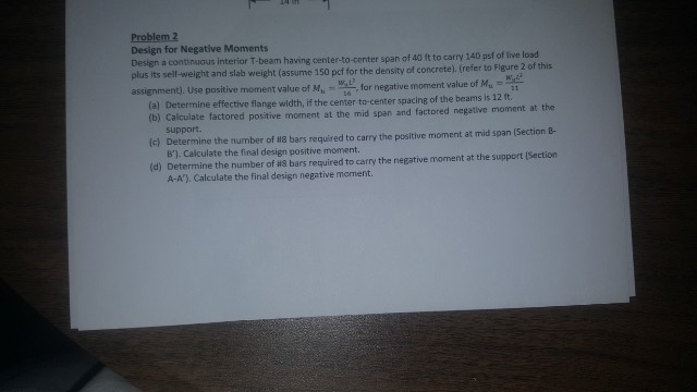 Solved Problem2 Design for Negative Moments Design a | Chegg.com