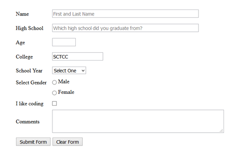 Solved GOAL: Create a web page with all the following form | Chegg.com