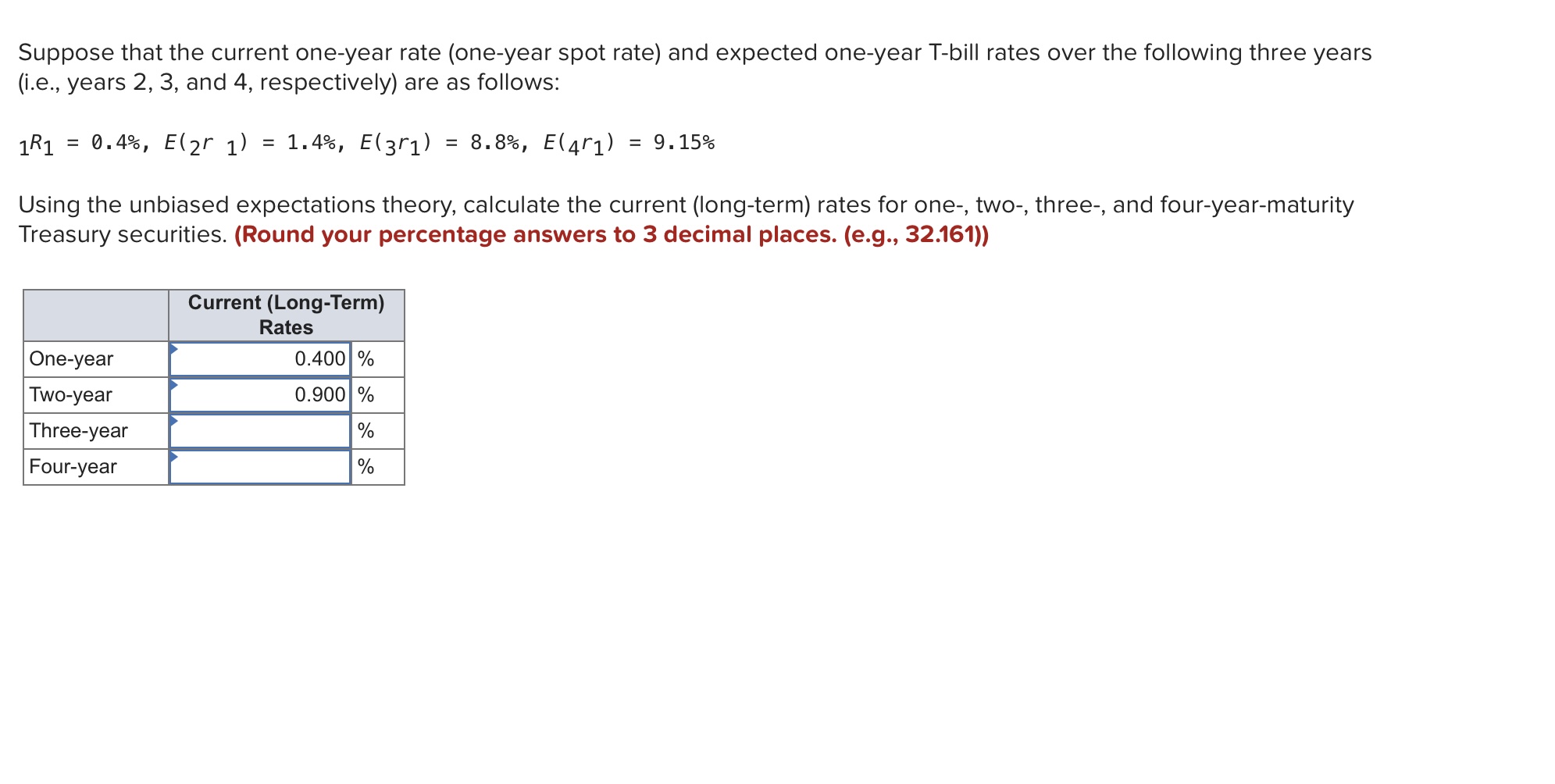 Solved Suppose that the current one-year rate (one-year spot | Chegg.com