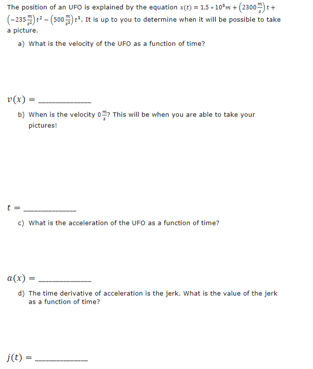 Solved The position of an UFO is explained by the equation | Chegg.com