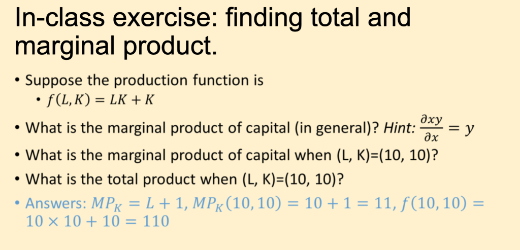 Solved In-class exercise: finding total and marginal | Chegg.com