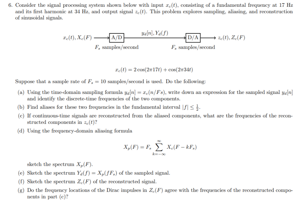 6. Consider the signal processing system shown below | Chegg.com
