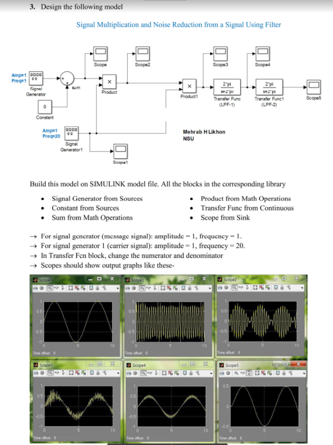 Solved 3. Design the following model Signal Multiplication | Chegg.com